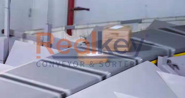 Close-up view of Cross Belt Sorter components