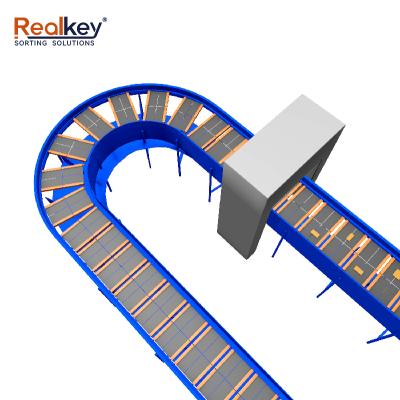 China High Capacity Double Side Split Tray Sorter with Up to 2000 Items per Hour Automated Sorting Conveyor for sale