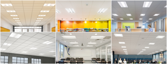 DLC5.1 Power Selectable 2x2 2x4 LED Troffer Lights Surface Mounted 10