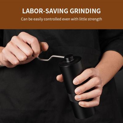 Cina 12 neri il macinacaffè compatto di regolazione Dual Bearings Hand a gomito Burr Grinder conico in vendita