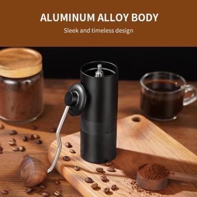 Cina 12 neri il macinacaffè compatto di regolazione Dual Bearings Hand a gomito Burr Grinder conico in vendita