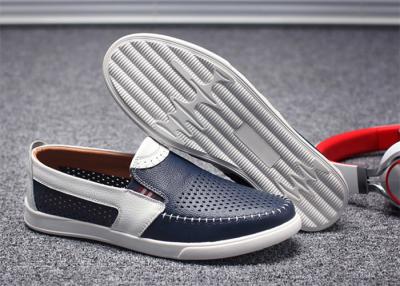 China Absorbent Sweat Mens Leather Slip On Loafers Shoes Small Circular Aperture Holes Punched for sale