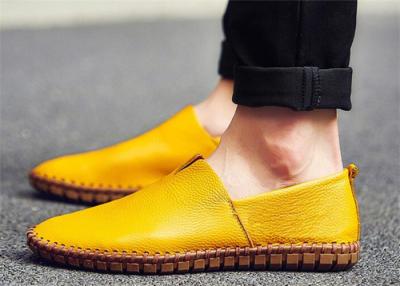 China Small V Shaped Cut Vamp Loafer Slip On Shoes Yellow Brown Color Normal Round Toe for sale