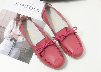 China Red Pink Comfortable Trendy Shoes Ladies Leather Flats For Any Occasions for sale