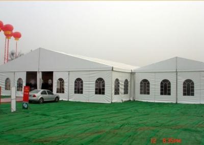 China Ridge Aluminum Frame Tent 15 Meter Width Clear Span With Sidewall Curtain for sale