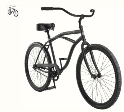 Cina 26 Steel Matte Black Monoposto a velocità singola per uomini Brake Beach Cruiser Bike con portabagagli posteriore in vendita