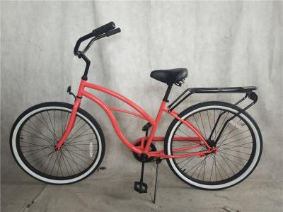 Cina 26 Steel Matte Black Monoposto a velocità singola per uomini Brake Beach Cruiser Bike con portabagagli posteriore in vendita