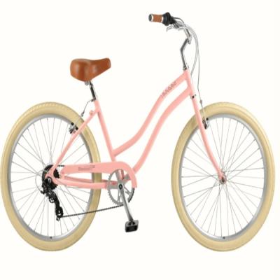 Cina 26 pollici donna passo attraverso 7 velocità Beach Cruiser Bike con grande e comodo sedile in vendita