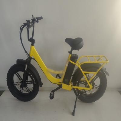 China 750W 48V E Bicycle 20 Inch Yellow Fat Tire Electric Bike for 31-60 km Range per Power for sale