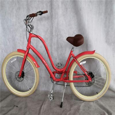 Cina Leggero alluminio unisex passo attraverso 8 velocità donna ibrida Beach Cruiser Bicicleta Bicicleta 26 pollici in vendita