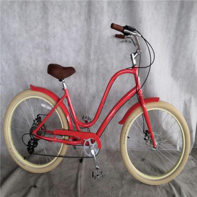 Cina Leggero alluminio unisex passo attraverso 8 velocità donna ibrida Beach Cruiser Bicicleta Bicicleta 26 pollici in vendita
