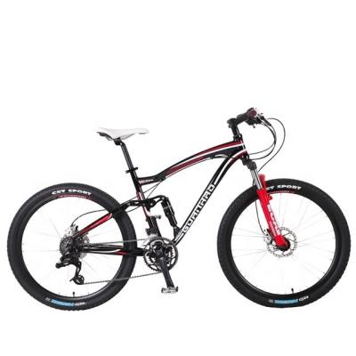 China Volledige aluminium ophanging bergfiets met 24 versnellingen en hydraulische schijfrem Te koop