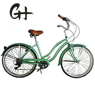China 44T Crankset 26*2.125" Color Tire OEM ODM Shimano 7 Speeds Lady Girl Beach Cruiser Bike for sale