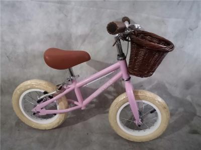 Cina 12 pollici pneumatici di schiuma per bambini Balance Bike Giallo Colore Capacità di carico 70kg Cesto di vimini anteriore in vendita