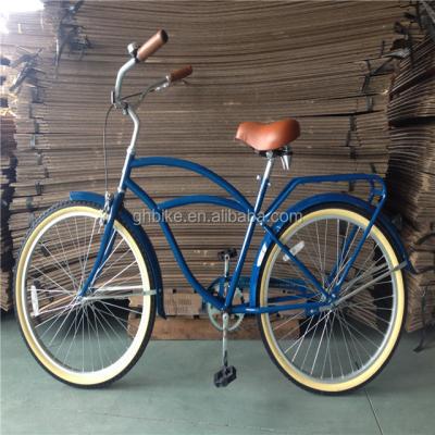 China 26 Inch Beach Cruiser Bike voor mannen met achterste drager en enkel snelheid Hard Frame Steel Te koop