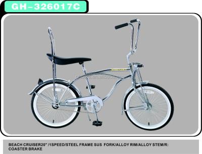 China 20 inch CE gecertificeerde chroomverf lowrider strand cruiser fiets met banaans zadel Te koop