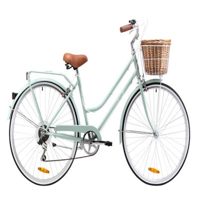 China Vintage Women's Step Through Bicycle with Front Basket and 7-Speed Classic Design for sale