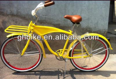 China 2017 Single Speed Beach Cruiser Bike met voorste rek en lichtgewicht aluminium frame Te koop