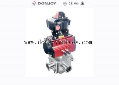 China Dreiwege-Kugelventil 10Bar PTFE pneumatisches Dichtungs-DN40 for sale