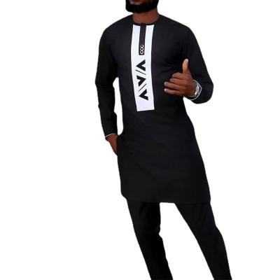 China Polyester African Clothing Dashiki Outfit Man Embroidered Print Shirts Pants 2 Piece Suit Mens Hippies Fashion Dresses Sets factory