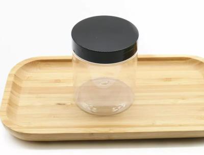 Cina Riutilizzabile trasparente del barattolo di plastica vuoto del coperchio a vite 400ml con il coperchio nero in vendita