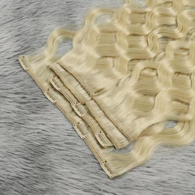 Cina 8A-10A Grado svizzero francese pizzo parrucca estensioni 16 pollici clip In estensioni 613 in vendita