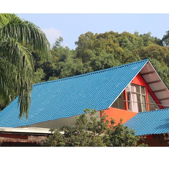 Large-scale resin tile roof installation