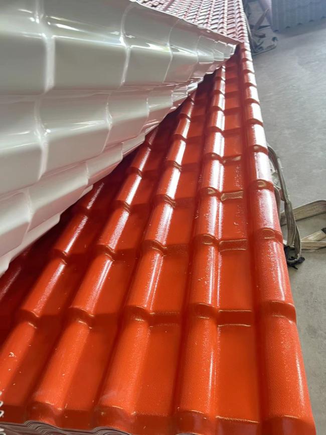 Resin tile roof installation on villa