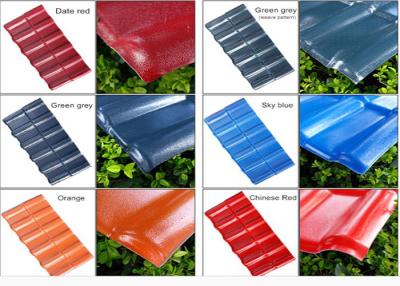 China De kleur bedekte Golf van het de Harsdak van Pvc Synthetische de Tegel Spaanse Stijl 1050mm Breedte met een laag Te koop