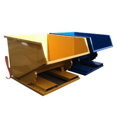 China 1.5 Cubic Yard Self Dumping Hopper Steel Tipping Forklift Skip Bin Industrial Dumpster for sale