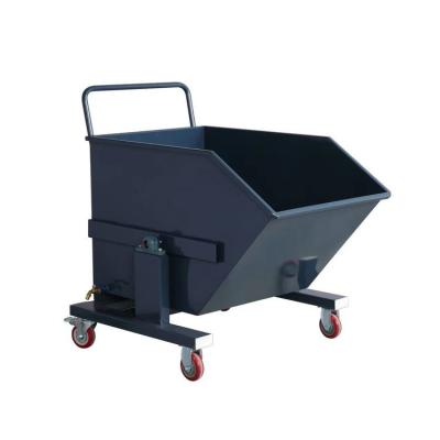 China Blue Skips Tipper Bins Self Dumping Bin Portable Trash Waste Scrap Steel Hopper for sale