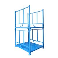 China Supermarket Galvanized Stackable Metal Racks Foldable Cargo Storage Roll Container for sale