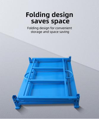China Supermarket Galvanized Stackable Metal Racks Foldable Cargo Storage Roll Container for sale