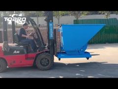Buitengebouw vorkheftruck zelfdumping hopper bin staal kantelbak maat kleur