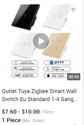 Glomarket Smart Home 8 Gang Wall Switch US Standard Tuya Voice APP Remote Control Wireless Wall Touch Light Switch