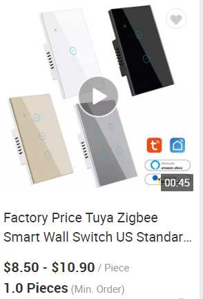 Glomarket Smart Home 8 Gang Wall Switch US Standard Tuya Voice APP Remote Control Wireless Wall Touch Light Switch