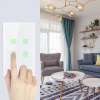 China Glomarket  Zigbee 4 Gang Smart Controller For Alexa Google With Neutral Touch Panel Glass Light Smart Switch for sale