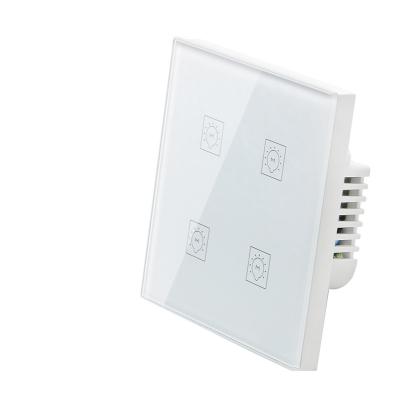 China Glomarket 4 Gang Wireless Tuya Smart Home Zigbee No Neutral  Glass Touch Panel Light Wall Smart Dimmer Switch for sale