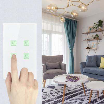 Cina Glomarket 4 Gang Smart Glass Panel Light Wireless Switch No Neutral Zigbee Support Alexa Google Home Switch in vendita