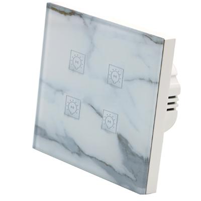 Cina Glomarket 4 Gang Smart Glass Panel Light Wireless Switch No Neutral Zigbee Support Alexa Google Home Switch in vendita