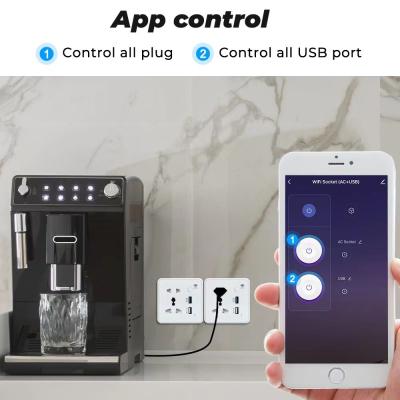 China Smart Power Home Tuya 13A Outlet Wifi Universal Wall Plug With USB Grass Panel for sale