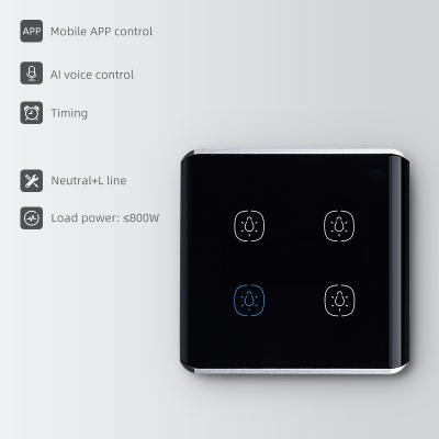 Cina Tuya Wifi Zigbee 4 Gang Smart Switch Regno Unito / Controllo tattile con superficie curva standard UE in vendita