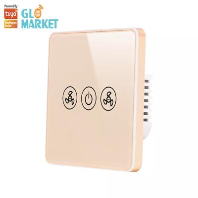 China Glomarket Tuya Smart Wifi Fan Switch EU Standard Glass Touch Wall Wireless Remote Control for sale