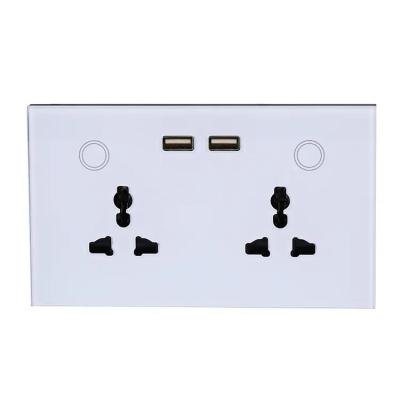 China Tuya Smart Home WiFi Switch Wall Double Socket Current Monitoring USB Charger Socket for sale