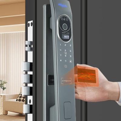 China Glomarket Tuya Wifi Door Lock Smart 3D Facial Finger Vein Recognition Built-in Screen with Cat's Eye Rechargeable Batter for sale