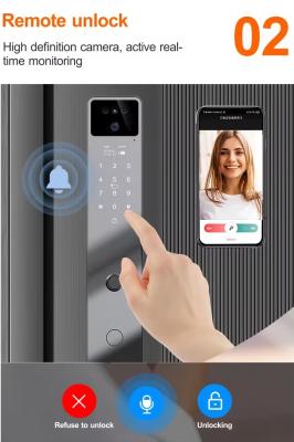 China Localização inteligente de porta preta com reconhecimento facial e interfone ativo à venda