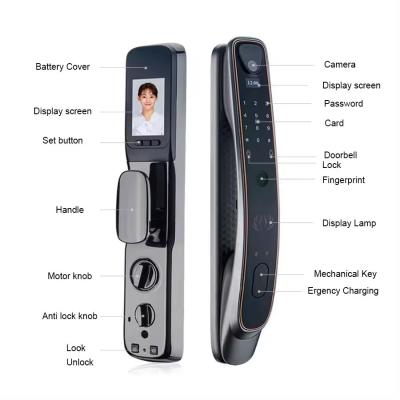 China Tuya facial recognition intelligent door lock WiFi/zigbee fingerprint/finger vein optional cat eye capture for sale
