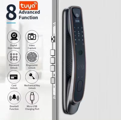 China Tuya facial recognition intelligent door lock WiFi/zigbee fingerprint/finger vein optional cat eye capture for sale