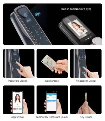 China Tuya facial recognition intelligent door lock WiFi/zigbee fingerprint/finger vein optional cat eye capture for sale