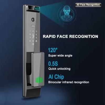 China Glomarket Tuya Digital Smart Lock Sistema biométrico totalmente automático Segurança Impressão digital 3D Reconhecimento facial Password Fechadura de porta à venda